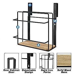 VOOTTOU Cabinet Door Organizer with Towel Bar, Under Cabinet Shelf Organizer, Cutting Board Organizer for Kitchen, Dual Purpose Over The Cabinet Organizer for Cutting Board Aluminum Foil, Wrap