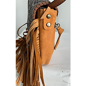 womens cross body bag western cowgirl floral tooled shopper purse brown