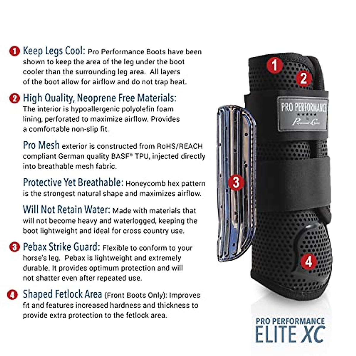 Professional's Choice Pro Performance Elite XC Boots | Front Pair | Black | Medium