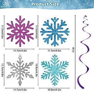 20 Pack Frozen Snowflake Hanging Decorations - Winter Snowflakes Hanging Swirls Ceiling Streamers, Glittery Snowflakes Ornament for Wonderland Frozen Party Decorations, Birthday and Christmas Decor
