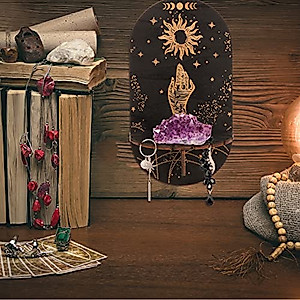 NOLITOY Black Crystal Display Bohemian Wooden Hanging Decoration Stand Crystal Stone Holder Wall Shelf for Crystals Essential Oil (Style1)