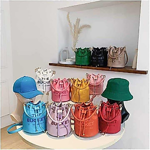 Women's Bags Trendy Fashion Drawstring Bucket Bag Lady Bag Cross-Border Casual Letter Handbag Crossbody