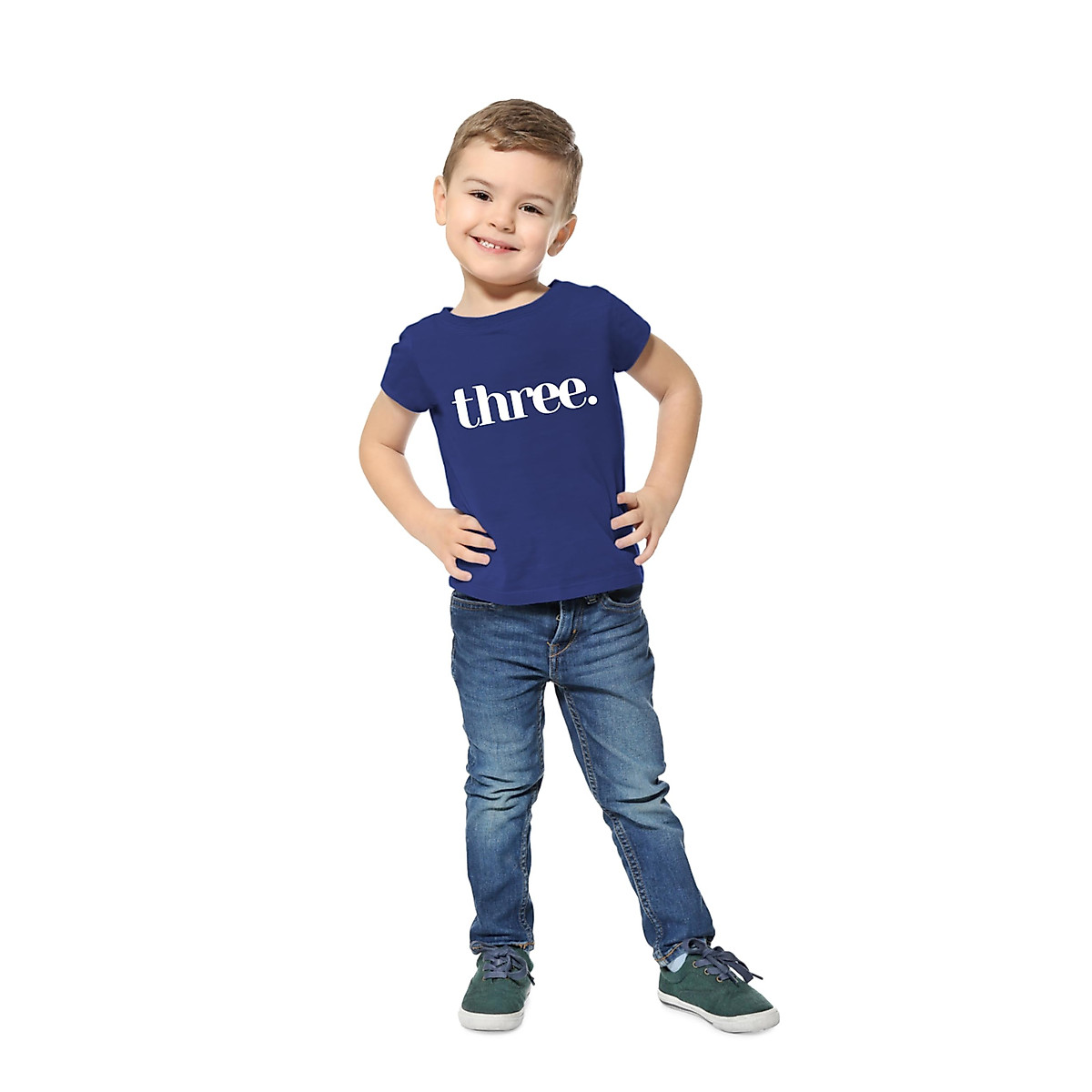 Wild and Happy 3 Year Old Birthday Party T-Shirt Toddler Boy Number Three 3rd Bday Shirt Outfit (US, Age, 3 Years) Blue