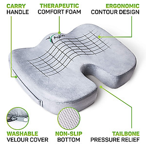 Aylio Lower Back Relief Cushion - Butt and Hip Support Cushion for Office Chair - Ergonomic Tailbone Pillow Promotes Healthy Posture - Coccyx Sciatica Seat Cushion