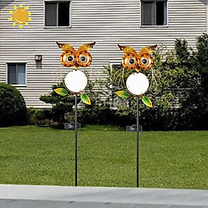 KUBILIGHT Garden Solar Lights Owl Decor - Decorative Solar Stakes Lights, Waterproof Outdoor Owl Tunnel Lighting for Outside Lawn Patio Yard Decorations