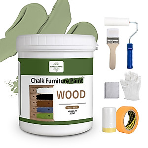 styleonme Waterbased Wood Paint Sage Green, Repair Kit Paint Household Self Brushing Paint, Furniture Renovation, Wood Door Paint Color Change, Furniture Paint (1kg/35oz, 50-80sq.ft, with tools)