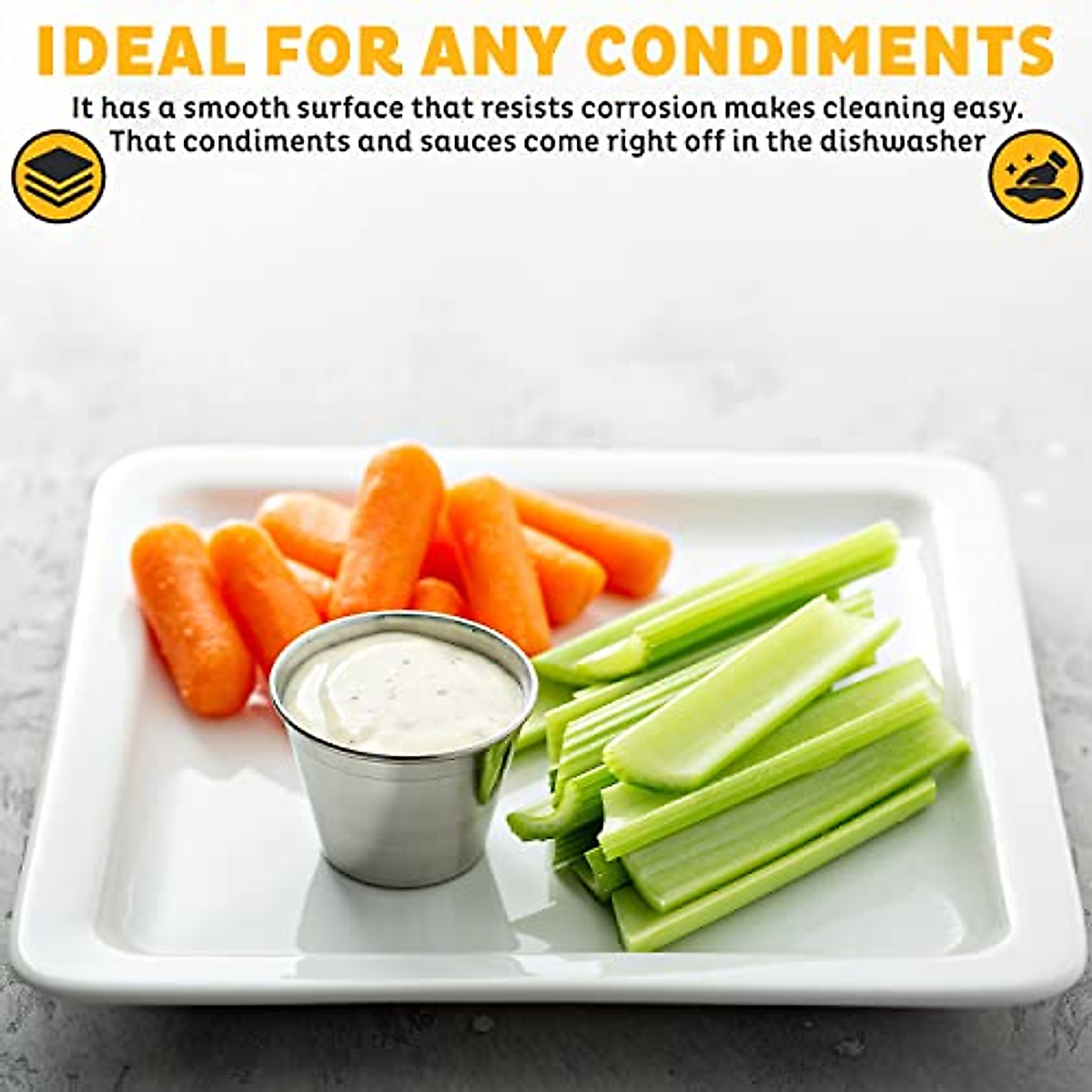 C&S Event Supply Co. 2.5oz Ramekins - Commercial Grade Silver Stainless Steel Sauce Cups, Round Small Bowls for Dipping Sauce Cup & Portion Control - Ideal for Au Jus, Condiments, Dips - Set of 12