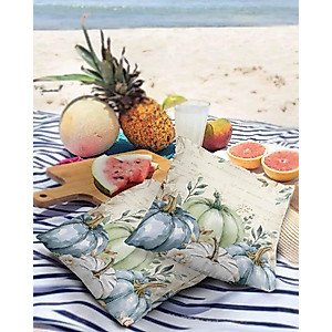 MUSWEDSEP Outdoor Pillow Covers Pack of 2,Fall Thanksgiving Pumpkin Green Blue Farm Plants Waterproof Throw Pillow Cover Decorative Cushion Case for Patio Garden Couch Sofa,Retro Letter Pillowcase