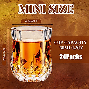 Meanplan 1.7oz Mini Shot Glasses Set Tasting Glasses Heavy Base Clear Shot Glass Cute Cordial Glasses Mini Wine Glasses for Serving Whiskey, Wine, Juice (24 Pieces)