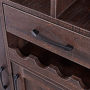 Goohome 47.20" Wine Rack, Retro Style Kitchen Sideboard Cabinet Buffet Table with Storage Drawers & Adjustable Shelves, for Living Room Entryway, Espresso