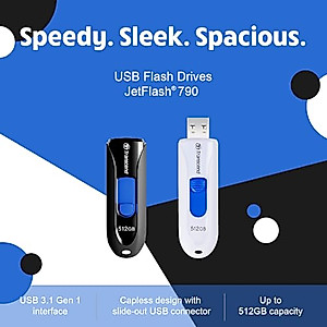 Transcend 128GB JetFlash 790 USB 3.0 Flash Drive (TS128GJF790K),Black
