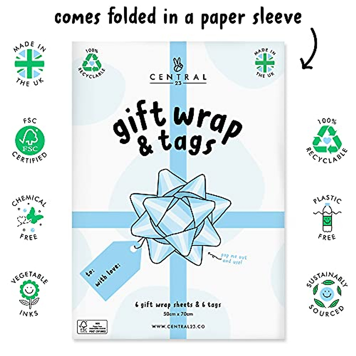 CENTRAL 23 - Happy Birthday Wrapping Paper - 6 Gift Wrap Sheets - Bday Candles - For Men Women Boys Girls - Made in the UK - Recyclable