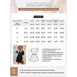 Dokotoo Womens Juniors Cute Spring Casual Summer Sexy Deep V Neck Ruffle Chiffon Lantern Short Sleeve Elegant Empire Waist Flowy Pleated Mini Short Skirt Dresses for Women Party 2025 Wine Small