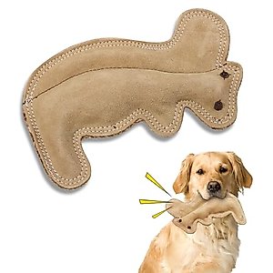 SPOT Dura-Fused Leather Squirrel - Dog Toy with Squeaker, Made With Real Leather and Jute Fabric, Interactive Toy for Aggressive Chewers, Durable Squeaky Toy for Dogs and Puppies, Small - 8in