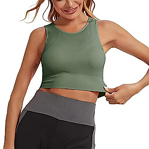 Sports Bras For Women Mesh Sports Bra Tank Top Padded Yoga Bras Workout Tops Workout Womens Clothing (Green, XXL)