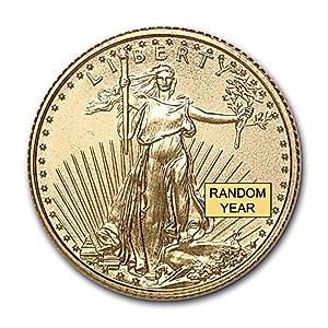 1986 - Present (Random Year) 1/10 oz Gold American Eagle Brilliant Uncirculated Coin (Type 1 or Type 2) with Certificate of Authenticity $5 BU