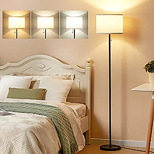 Ambimall Floor Lamp for Bedroom, 3 Color Temperature LED Floor Lamp with Pull Chain Switch, Modern Standing Lamps for Living Room, Office, Kids Room, Reading(Bulb Included)