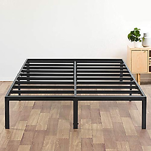 Olee Sleep 10 inch Aquarius Memory Foam Mattress - Full & 14 Inch Heavy Duty Steel Slat/Anti-Slip Support/Easy Assembly/Mattress Foundation/Bed Frame/Noise Free/No Box Spring Needed, Full