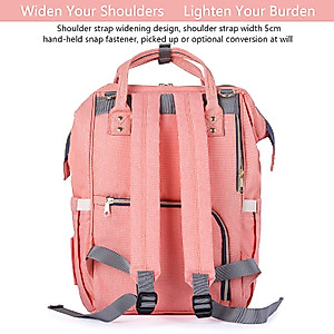 Diaper Bag Multi-Function Waterproof Travel Backpack Nappy Bags Large Capacity Stylish and Durable for Baby Care. (Orange Pink)