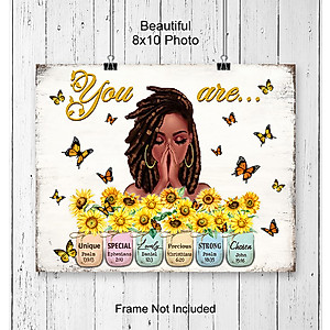 Faith God African American Wall Art Poster - Black Art - Christian Wall Decor- Black Girl Magic - spiritual Religious Wall Decor - Inspiration Christian Gifts for Women, African Americans, Black women