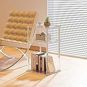 Cuguords Clear Acrylic Side Table for Small Spaces, Acrylic Nightstand for Bedroom Set of 2, 3 Tire Coffee/End Table for Living Room, Bedside Table, Acrylic Furniture 13.9" L X 11.5" W X 22"