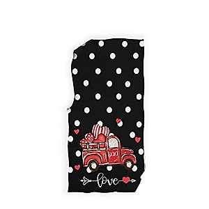 Happy Valentine's Day Love Pickup Truck Car Hand Bath Towel Pink Heart Valentines Day Kitchen Bathroom Faucet Towel Black Fingertip Towel Set Highly Absorbent SPA Gym Guest Shower towels 16x30 Inch
