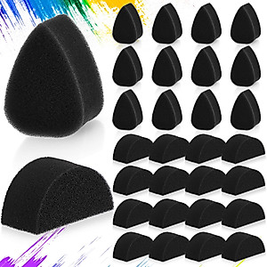 Yinkin 24 Pcs Face Paint Sponge Petal Oval and Semicircular Face Painting Sponges High Density Face Painting Supplies for Kids Adults Art Work Halloween Makeup Body Paint(Black)