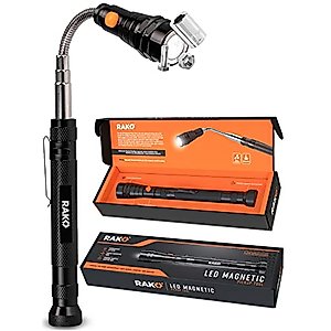 RAK Telescoping Magnetic Pickup Tool - Extendable Magnetic Flashlight - HVAC Tools Gifts for Men - Long LED Magnet Stick Tool for Mechanic, Tech, Handyman - Birthday Gifts for Dad