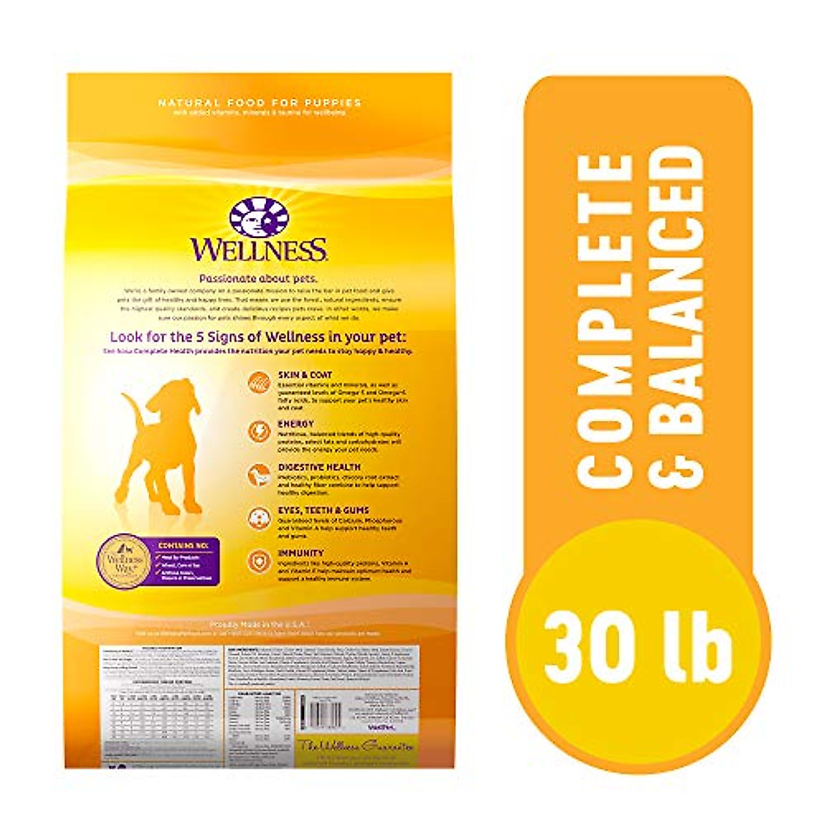 Wellness Complete Health Dry Puppy Food, Chicken, Salmon & Oatmeal, 30-Pound Bag