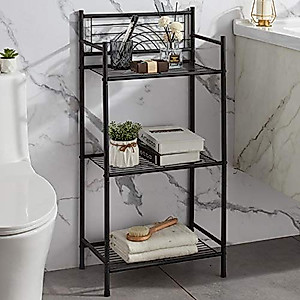 LEEDA 3-Tier Freestanding Multipurpose Storage Shelves Heavy Duty Metal Shelving Unit, Display Plants Flowers Bath Essentials, for Kitchen Bathroom Office, Black
