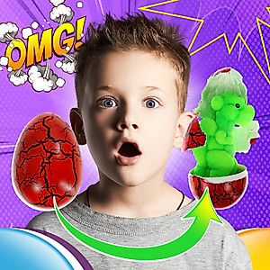 JA-RU Giant Hatching & Growing Dragon Eggs (1 Egg Assorted) Mystery Surprise Dinosaur Toys for Kids. Water Growing Toys. Easter Basket Birthday Party Stocking Stuffer. 4604-1A