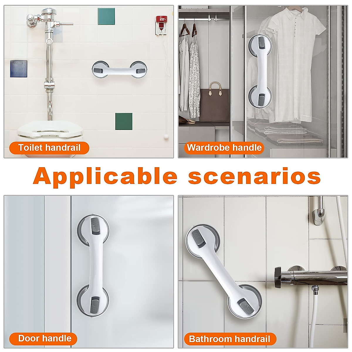 BUBEHYMY 2 Pack Shower Handle, 12 inch Grab Bars for bathtubs and Showers for Handicap, Mother, Elderly Seniors Assistance Products Baby Shower Handle Safety Cup Grip Non Slip Handicap