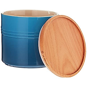 Le Creuset Stoneware Canister with Wood Lid, 1.5 qt. (5.5" diameter), Marseille