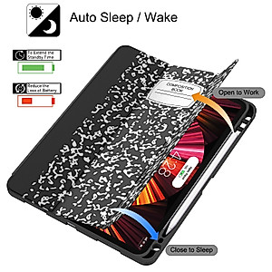 Soke for iPad Pro 11 Case (M2) 2022/2021/2020 with Pencil Holder - [Full Body Protection + Apple Pencil Charging + Auto Wake/Sleep], Soft TPU Back Cover for 2022 iPad Pro 11 inch(Book Black)