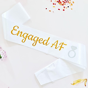 Magnusson's Garden Engaged AF Sash, I Said Yes Couple Wedding Party, Bridal Shower, Bachelor, Bachelorette, Engagement Party Accessory, Engagement Gift for Women, Bride, Groom-to-Be, Future Mr and Mrs