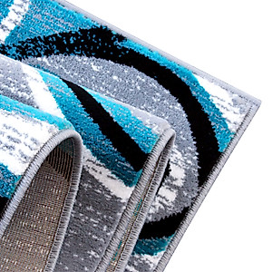 Flash Furniture Valli Collection Area Rug - High Pile Turquoise Olefin Rug - 2' x 11' Area Rug - Jute Backing - Hallway, Entryway, Bedroom, Living Room