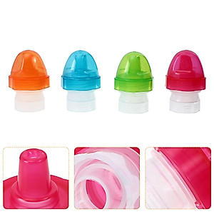 Kisangel 4Pcs Spill Proof Water Bottle Cover SoftSip Food Pouch Top Juice Soda Water Bottle Caps Beverage Bottle Lid for Kids Toddler Baby