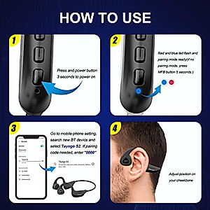 Tayogo Bone Conduction Headphones with Microphone Bluetooth 5.0 Open Ear Wireless Earphones for Running, Sports, Fitness - Grey