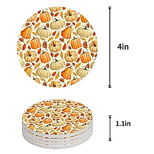QUANJJ Autumn Maple Leaf Coasters Ceramic Set Round Absorbent Drink Coaster Coffee Tea Cup Placemats Table Mat (Color : D, Size : 8pcs)