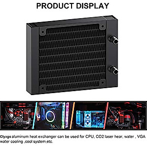 Clyxgs Water Cooling Radiator, 12 Pipe Aluminum Heat Exchanger Radiator with Tube for PC CPU Computer Water Cool System DC12V 120mm