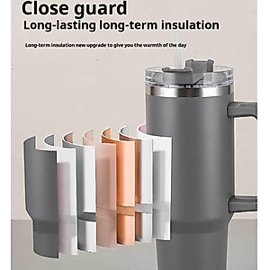 40oz Tumbler With Handle And Straw,Insulated Stainless Steel Double Wall Spill Proof Water Bottle water bottle hot and cold tumbler thermal mug Tumbler with Handle Gifts for Women Men (light pink)