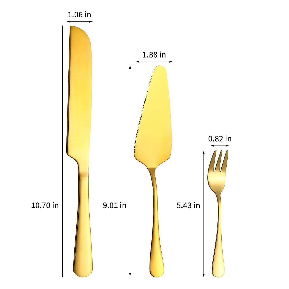 Cake Knife and Server Set with 6 Pcs Cake Forks,Wedding Cake Cutting Set for Birthday Anniversary Parties and Festival(8 PCS, Gold)