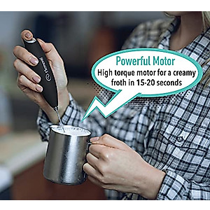 Elementi Milk Frother Wand - Electric Handheld Matcha Whisk (Black) - Coffee Hand Frother & Frappe Maker - Coffee Mixer - Electric Coffee Drink Stirrer - Handheld Frother Blender Stick & Mini Mixer
