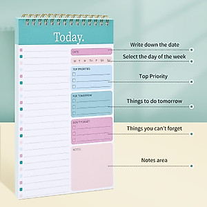 EOOUT To Do List Notepad, 3 Pack, Daily Planner Notepad, Fitness Journal Workout Planner Notepad, 52 Sheets Mix Color Tear Off, 5.2 x 7.9 Inches Planning Notebook, Classroom Office Gifts