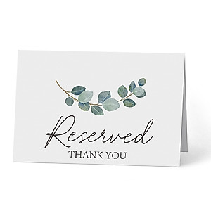 Reserved Table Signs(4x6 Inch, 20 PCS), Reserved Table Tent Card for Wedding, Double Sided Reserved Table Signs,Greenery Reserved Signs for Party Restaurant -YDC04