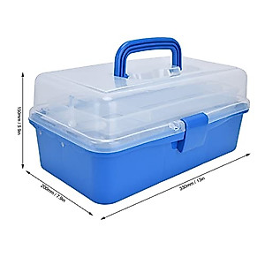 Storage Toolbox 3 Layer Plastic Storage Box Portable Folding Handheld Tool Organizer with Transparent Cover for Indoor Outdoor