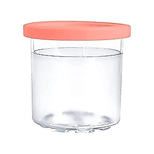 CXQ 4 Pack Replacement Ice Cream Pint with Lid，Compatible with Ninja Creami Ice Cream Maker: NC301, NC300, NC299AMZ Series (Pink/Yellow/Blue/Green)