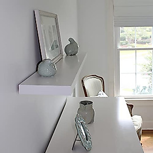 InPlace Shelving 0191801 Floating Wall Mountable Shelf with Invisible Brackets, White, 47.3-Inch Wide by 10.2-Inch Deep by 2-Inch High