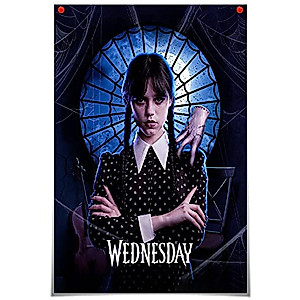 Wednesday Addams Jenna Ortega Poster TV Series Poster Canvas Wall Art Room Aesthetic Picture Paintings for Living Room Bedroom Decoration 12X18inch Unframed