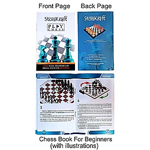 StonKraft - 8" X 8" Chess Board with Wooden Base with Stone Inlaid & Stone Pieces Game Set